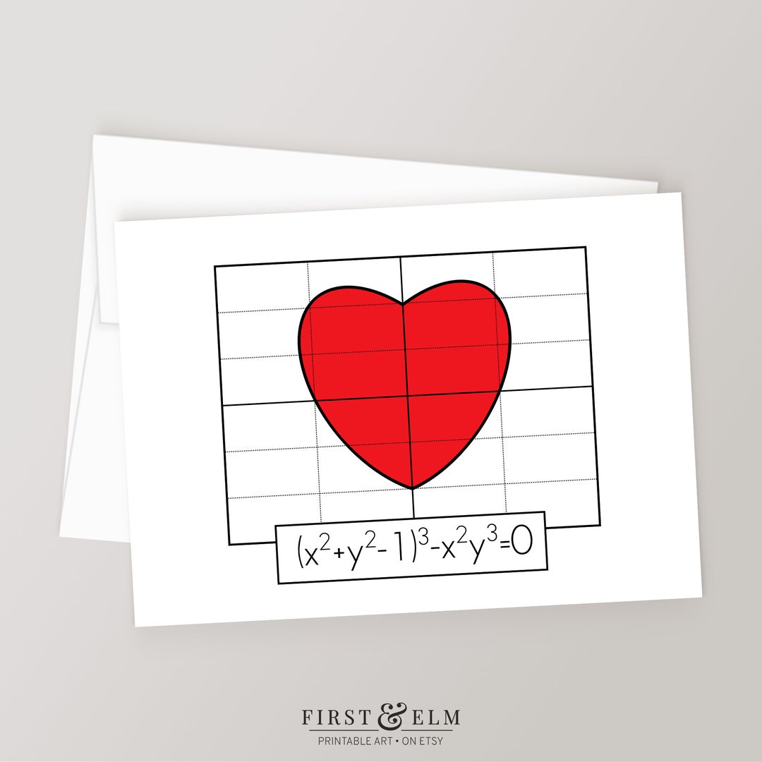 Cute Math Nerd Greeting Card, Mathematics Equation Heart Graph ...