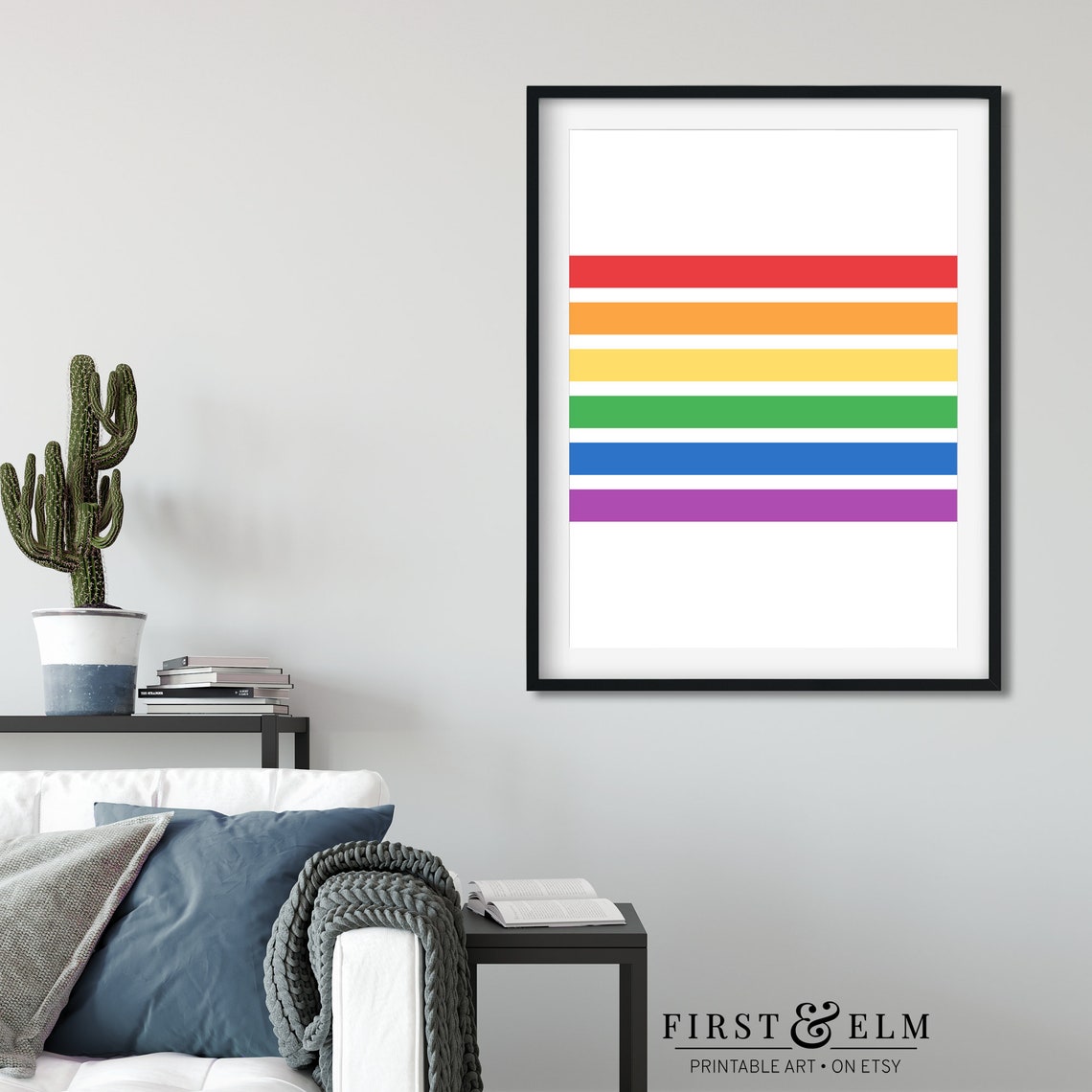 Gay Pride Flag Modern Minimalist LGBT Art Rainbow Stripes | Etsy
