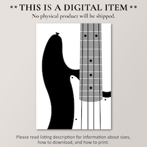Bass Guitar Poster, Minimalist Design, Music Lover Gifts, Instant ...