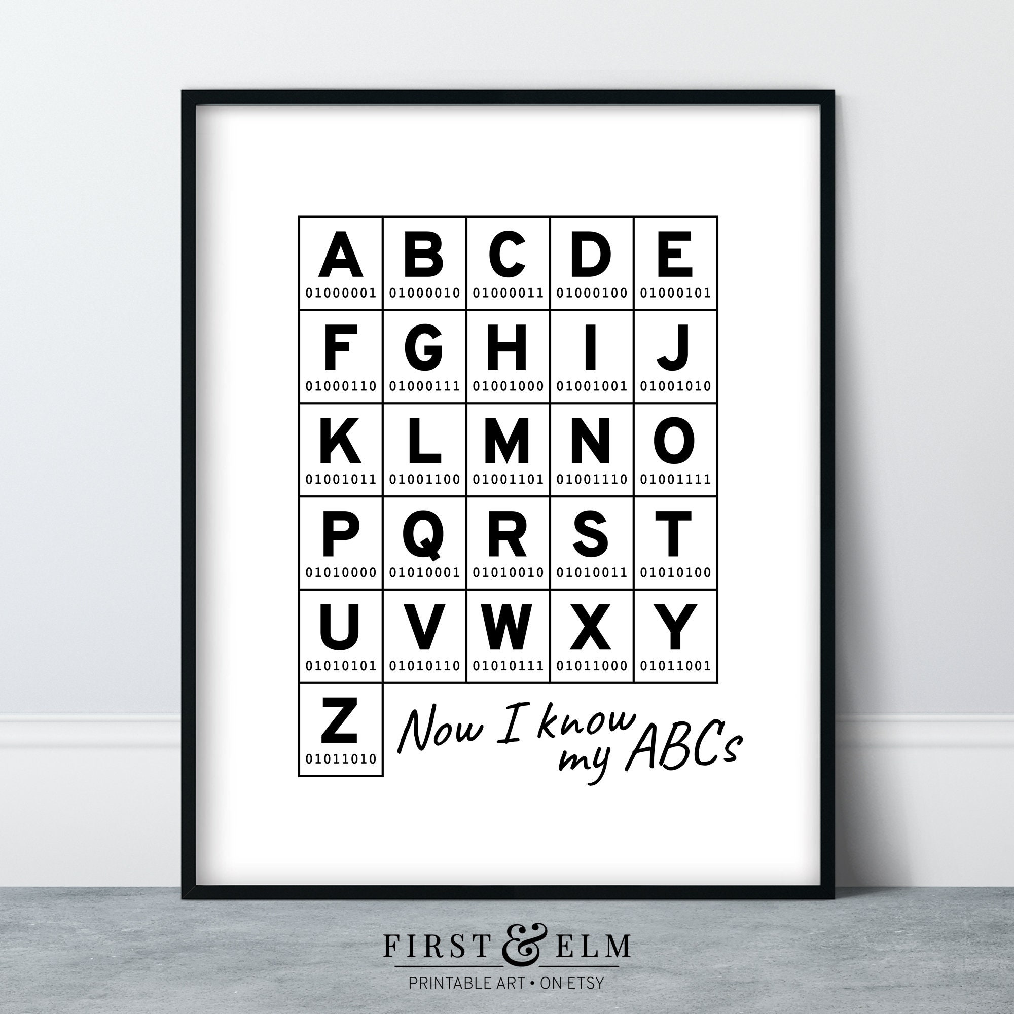 Binary Code Alphabet Unique Abc Poster Computer Lab Décor Etsy