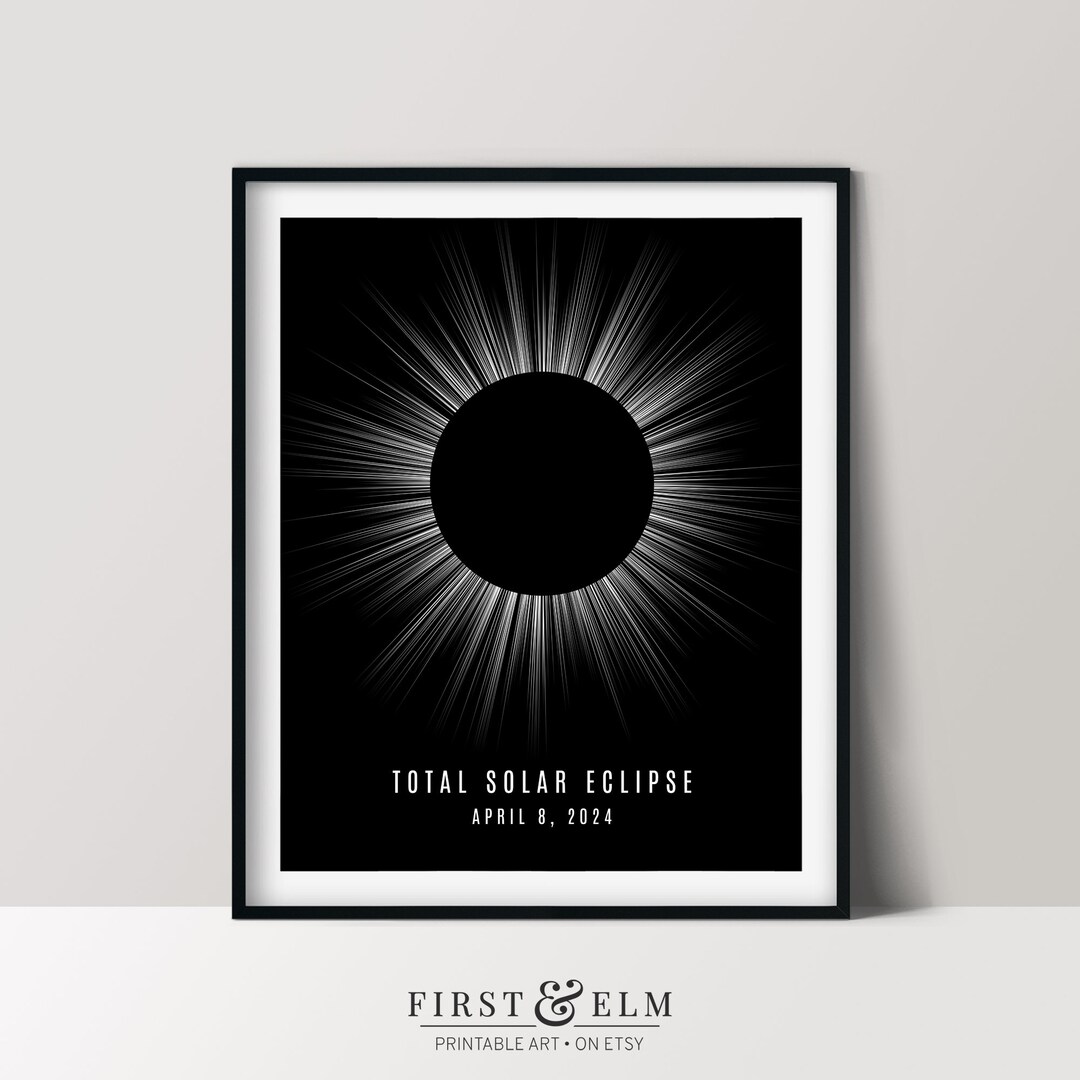 Total Solar Eclipse 2024 Minimalist Poster, Outer Space Geek Gift ...