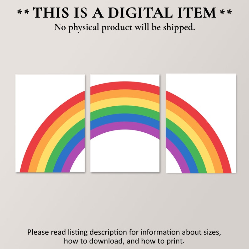 Rainbow Set of 3 Prints LGBT Pride Colors Living Room Décor - Etsy
