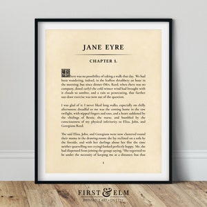 Jane Eyre Poster, First Page of Book, Library Wall Art, Book Lover ...