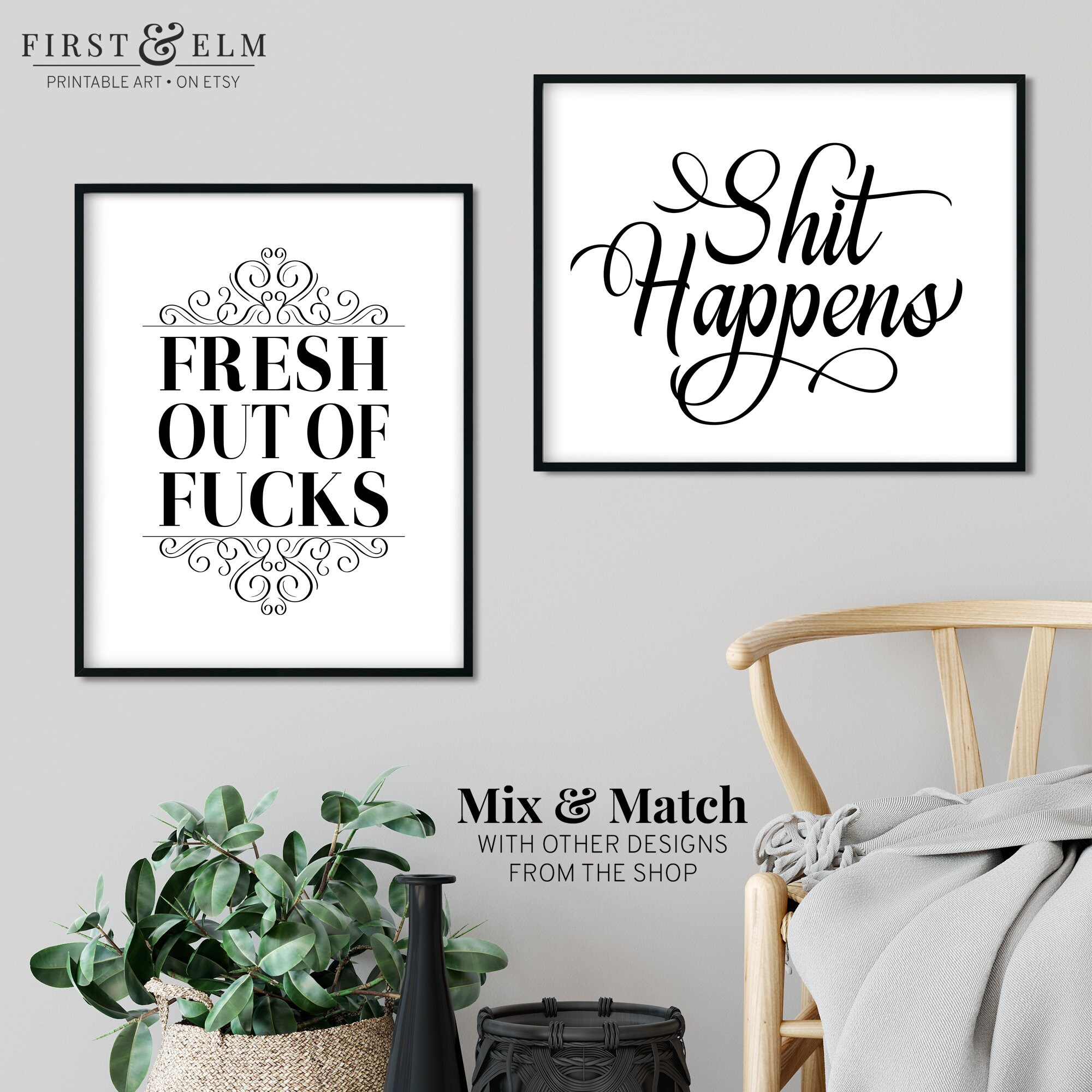 Shit Happens Poster Funny Home Décor Dark Humor Design | Etsy