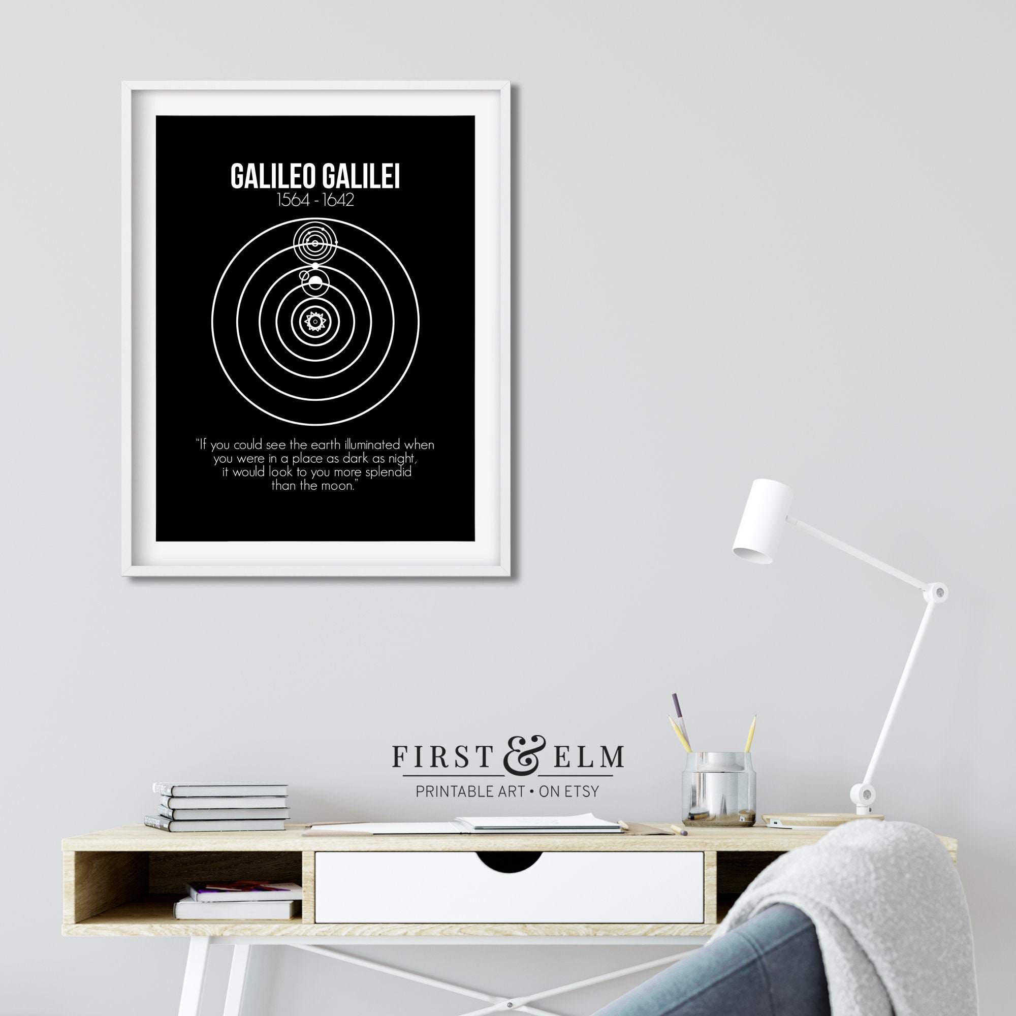Galileo Poster Famous Scientists Astronomy Nerd Art Gifts | Etsy