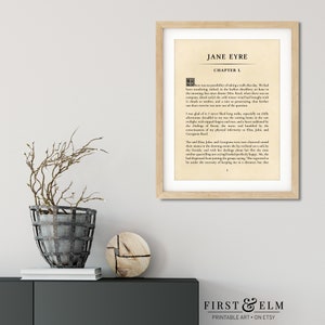 Jane Eyre Poster, First Page of Book, Library Wall Art, Book Lover ...