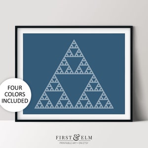 Sierpinski Triangle Fractal Art Print, Geometric Poster, Modern Science ...