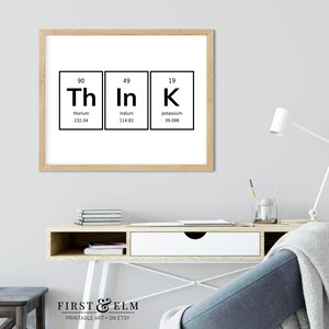 Think Poster, Periodic Table, Science Geek Print, Classroom Décor ...
