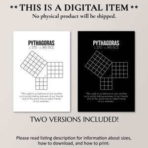 Pythagoras Print, Famous Mathematician, Math Teacher Gifts, Digital ...
