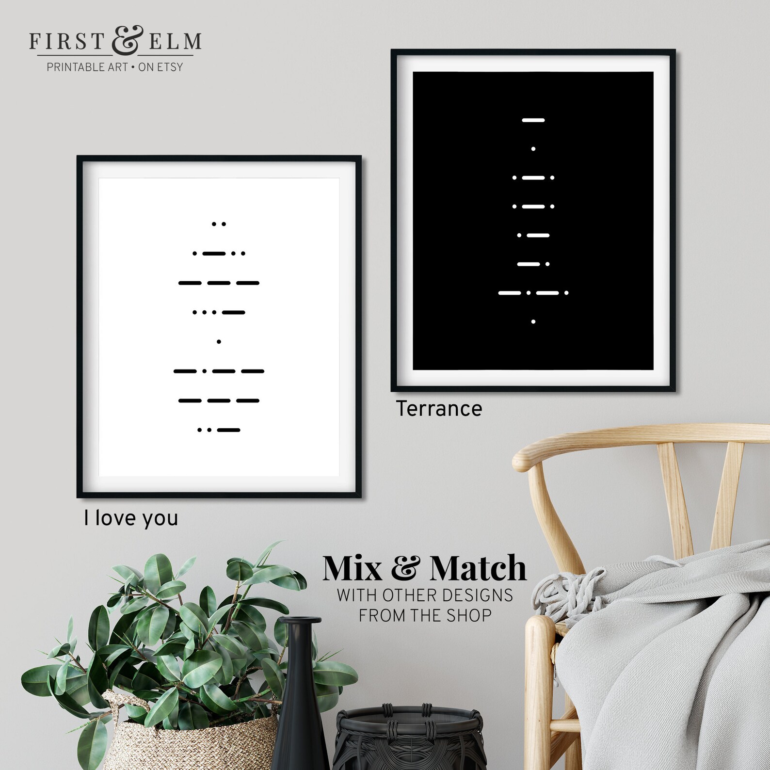 Personalized Name Sign Morse Code Poster Minimalist Design - Etsy