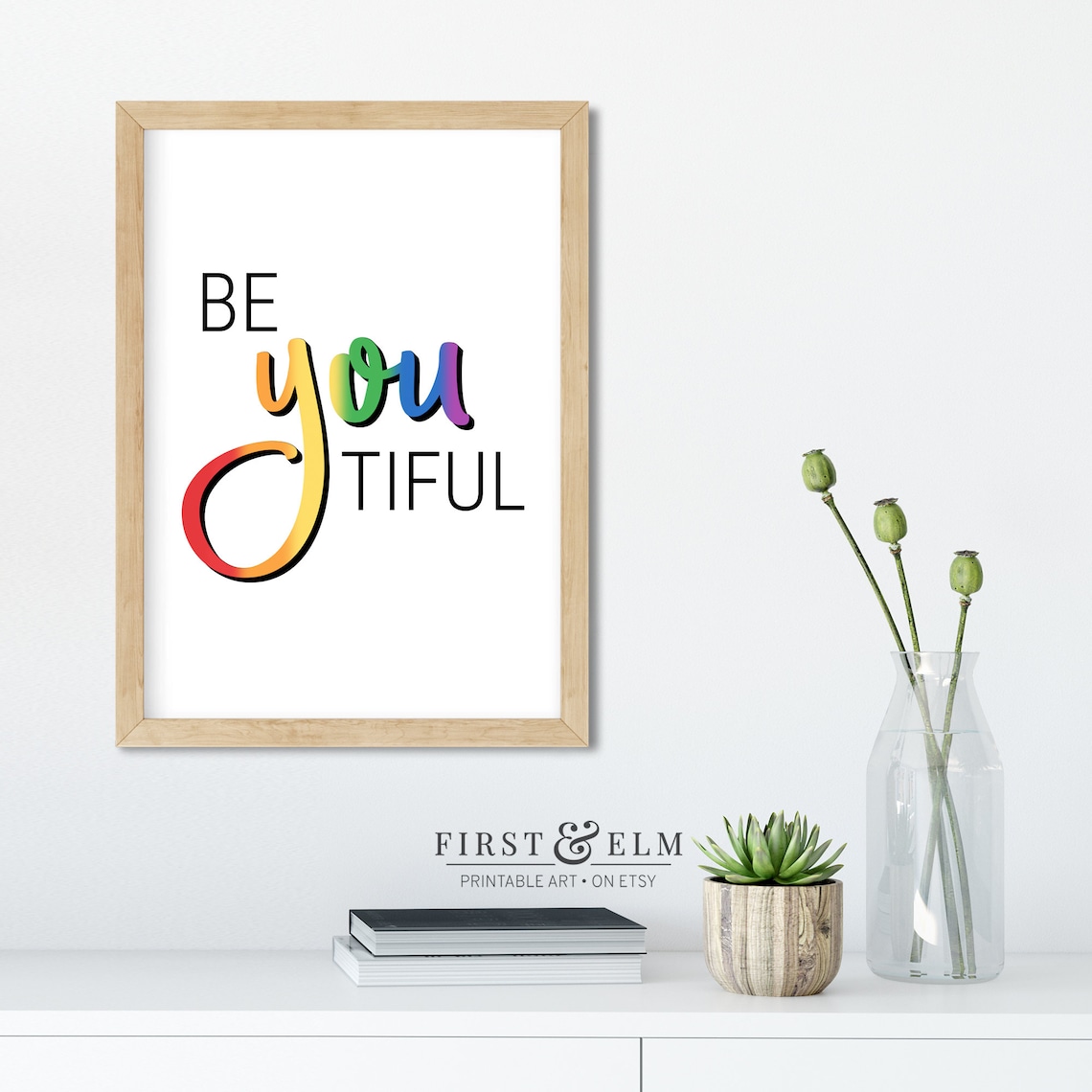 Be You Tiful Poster Pride Rainbow Art Printable Download - Etsy