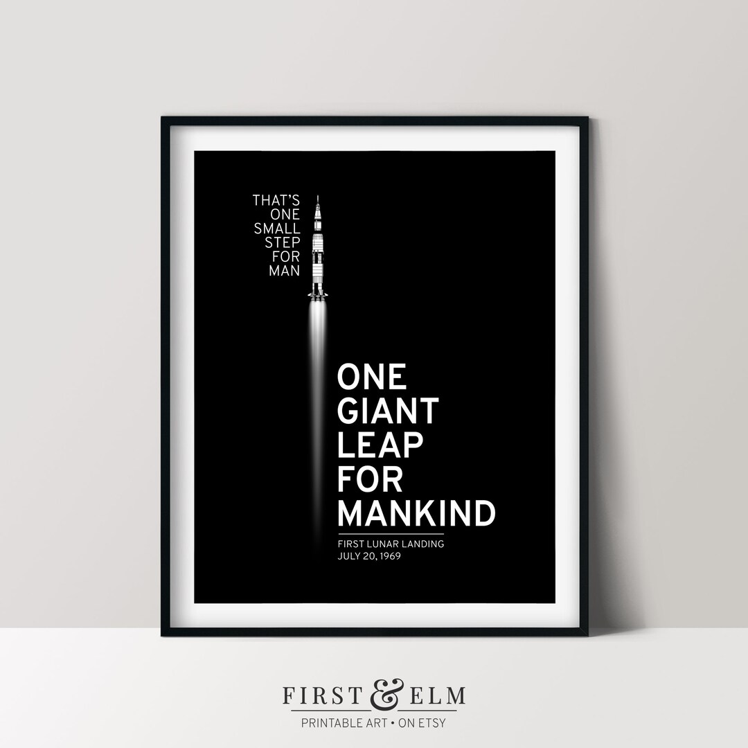 One Giant Leap for Mankind, Moon Landing Print, Astronomy Wall Art ...