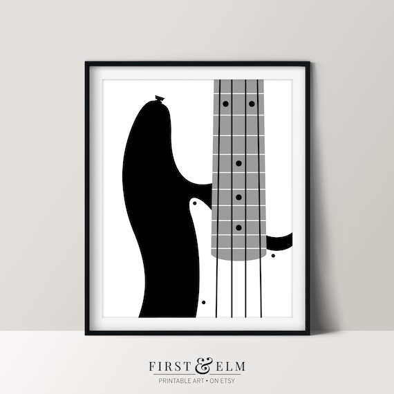 Bass Guitar Poster Minimalist Design Music Lover Gifts | Etsy
