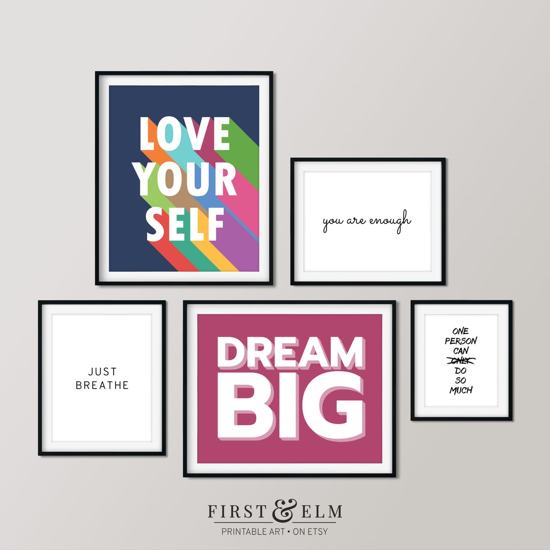 Inspirational Gallery Wall, Set of 5 Prints, Motivational Décor ...