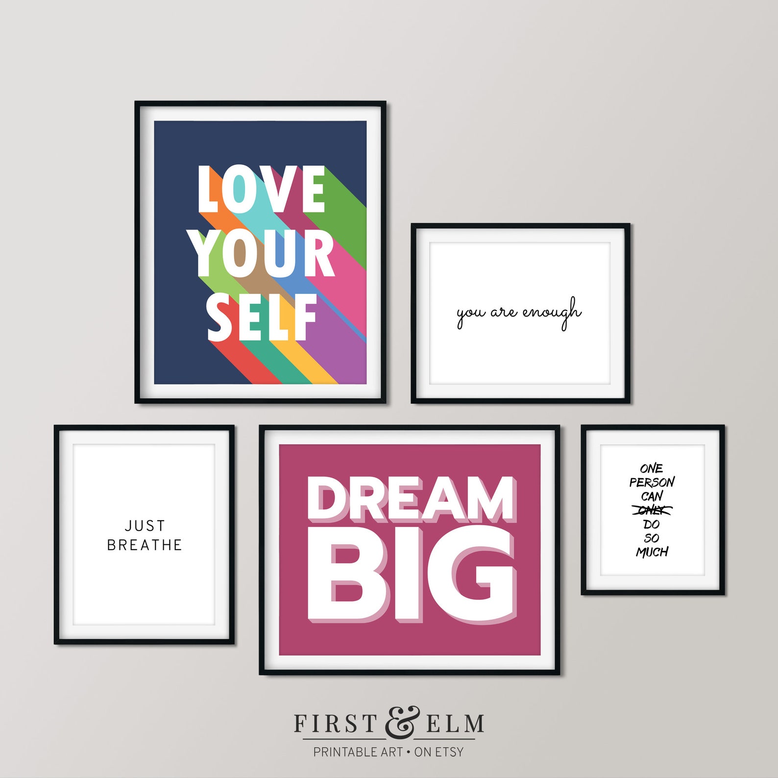 Inspirational Gallery Wall Set of 5 Prints Motivational - Etsy