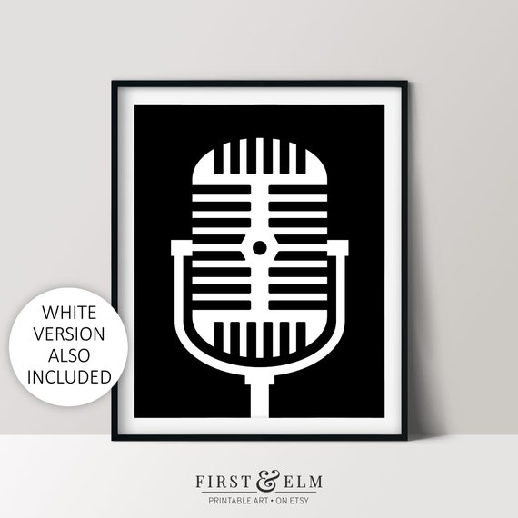 Microphone Poster Recording Studio Art Music Lovers Home | Etsy
