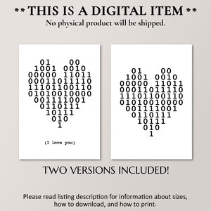 Binary Code Poster, Heart Shaped I Love You, Unique Nerd Gifts ...