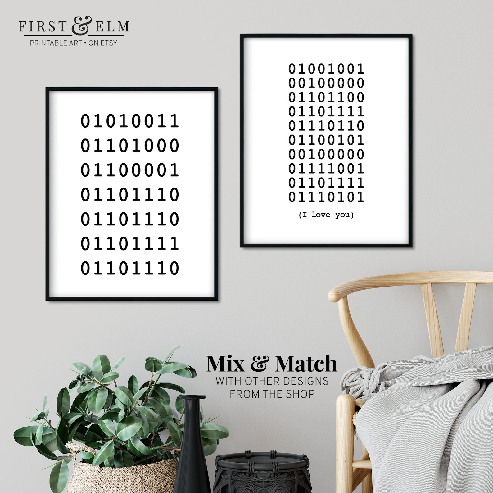 Binary Code Poster Customized With Name, Computer Geek Gifts ...
