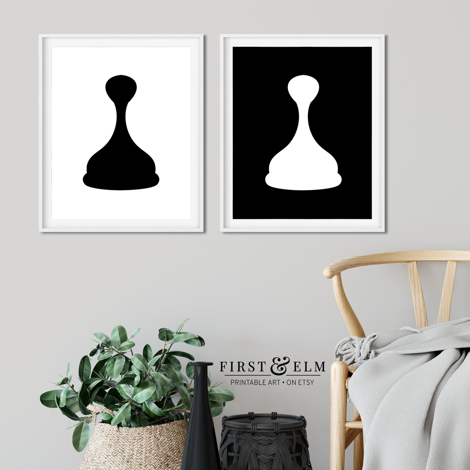 Game Pieces Posters Set of 2 Prints Game Room Wall Art - Etsy