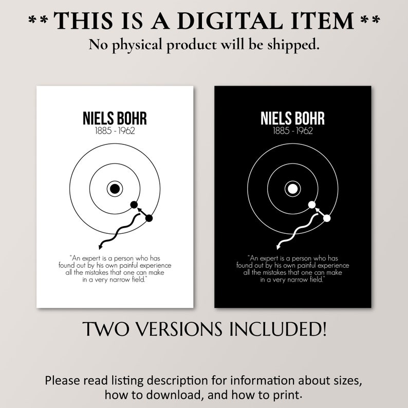 Niels Bohr Poster, Famous Scientist, Teacher Gift Ideas, Printable ...