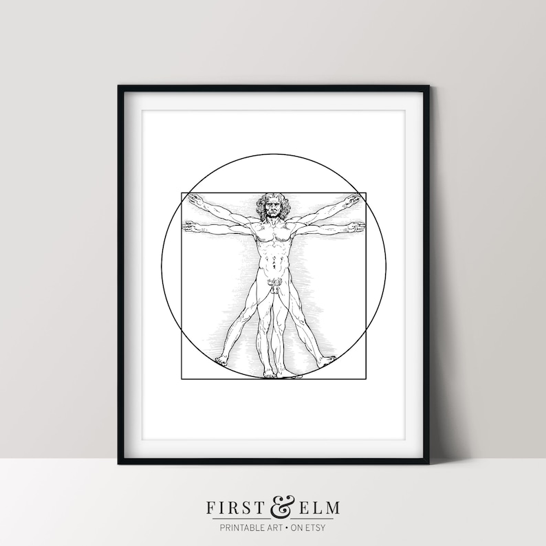 Vitruvian Man Print Scientific Illustration Leonardo Da | Etsy
