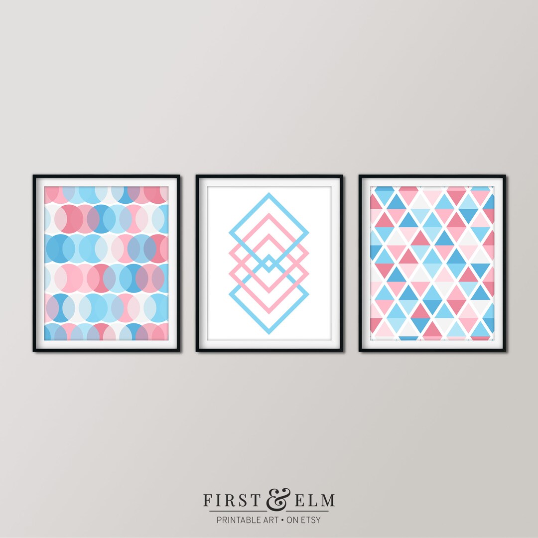 Subtle Trans Pride Poster Set, Modern Geometric Artwork, Printable Wall ...