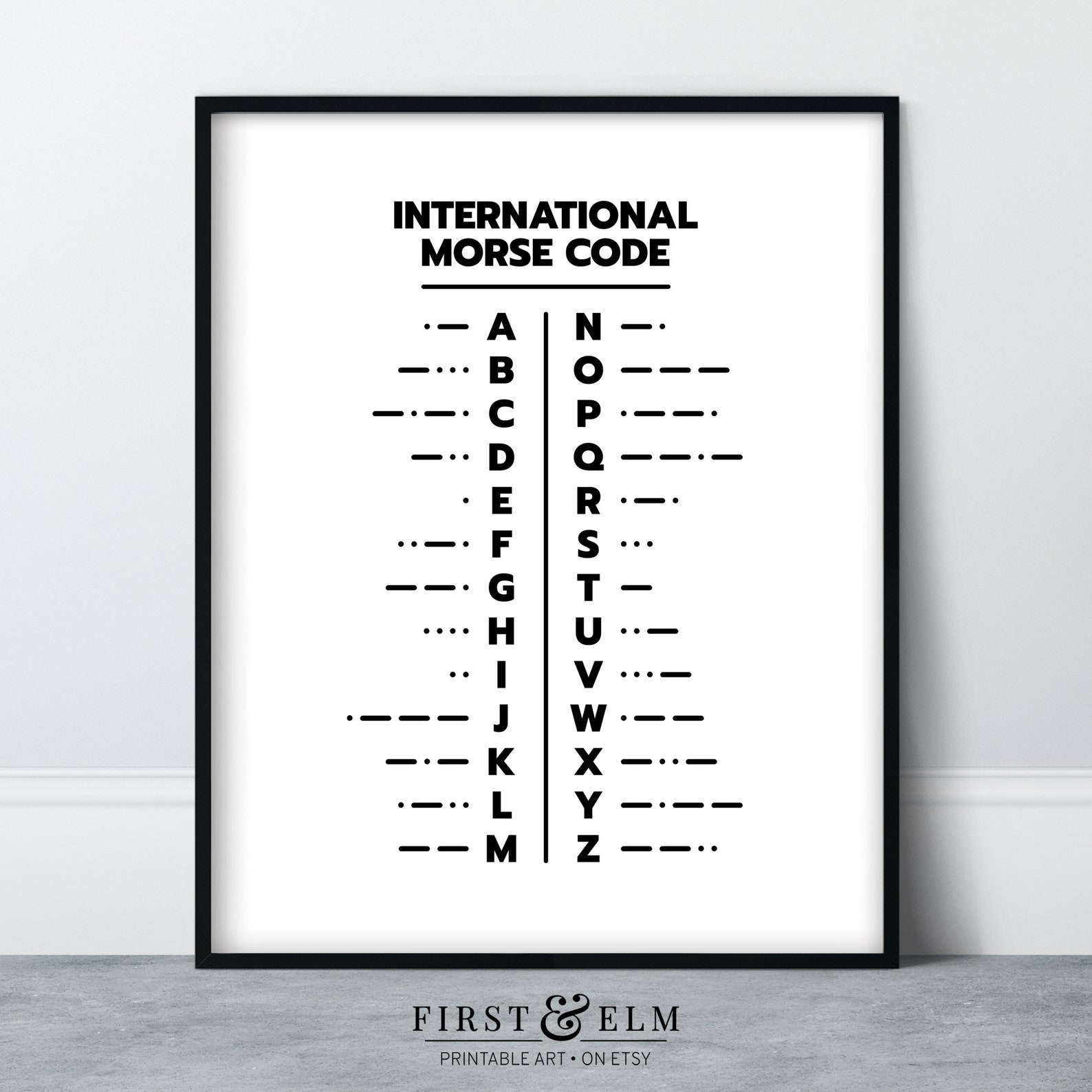 Morse Code Chart ABC Poster Print Minimalist Design Instant - Etsy
