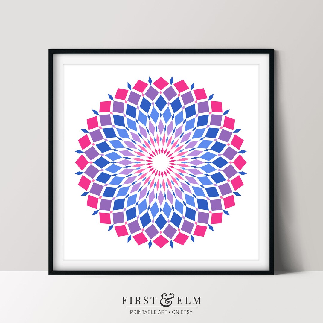 Subtle Bisexual Pride Mandala Art, Bi Aesthetic LGBT Home Décor ...