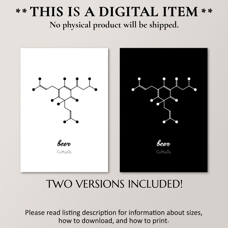 Beer Molecule Poster, Unique Home Bar Sign, Beer Lover Gift Idea ...
