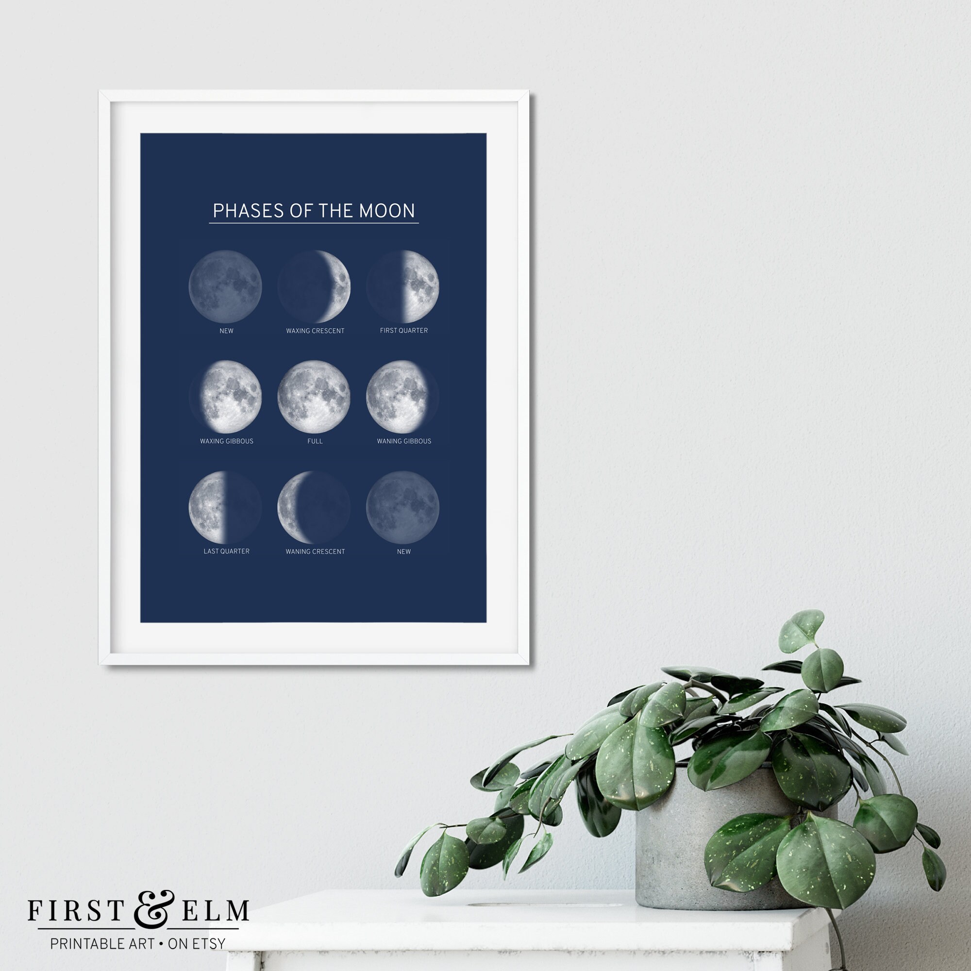 Phases of the Moon Astronomy Art Print Printable Outer Space - Etsy