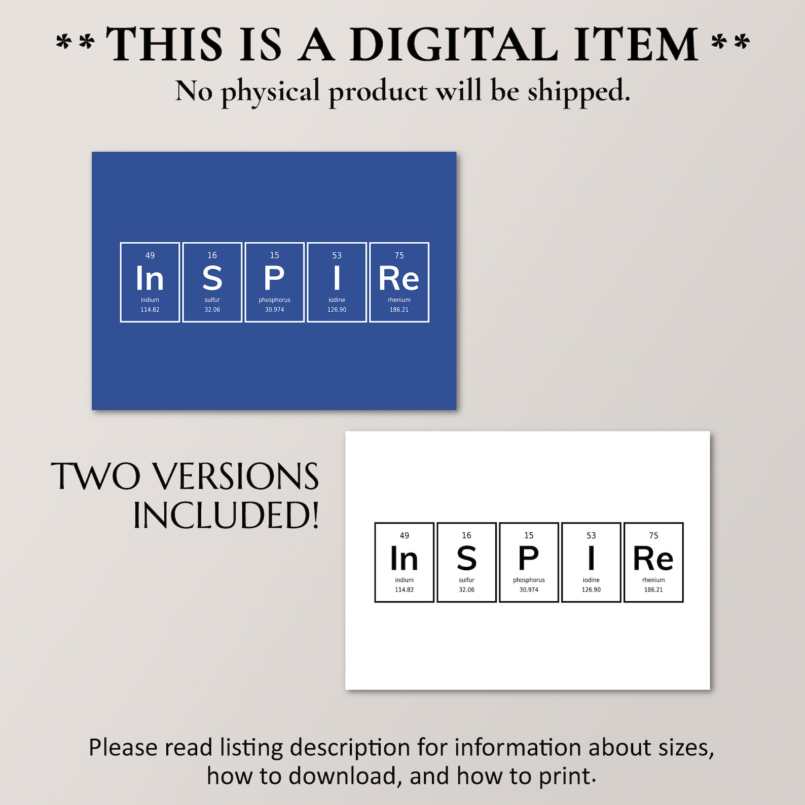 Inspire Poster Periodic Table of Elements Teacher Gifts | Etsy