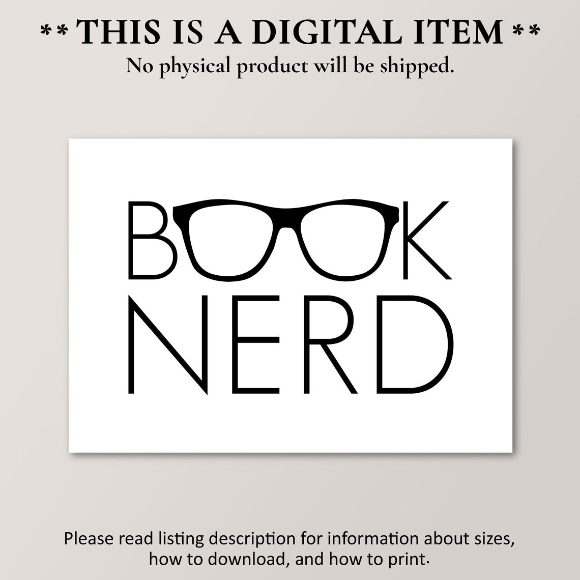 Book Nerd Poster Home Library Décor Gifts for Readers Book - Etsy