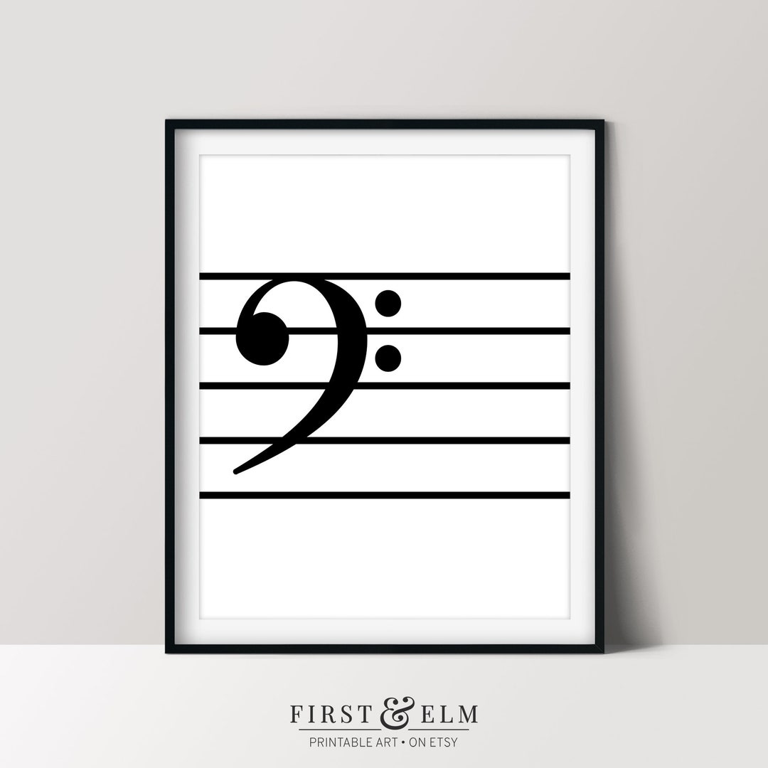 Minimalist Music Lover Art, Bass Clef and Staves, Unique Orchestra Room ...