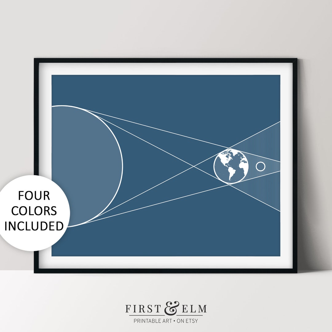Lunar Eclipse Illustration, Minimalist Science Art, Outer Space Décor ...