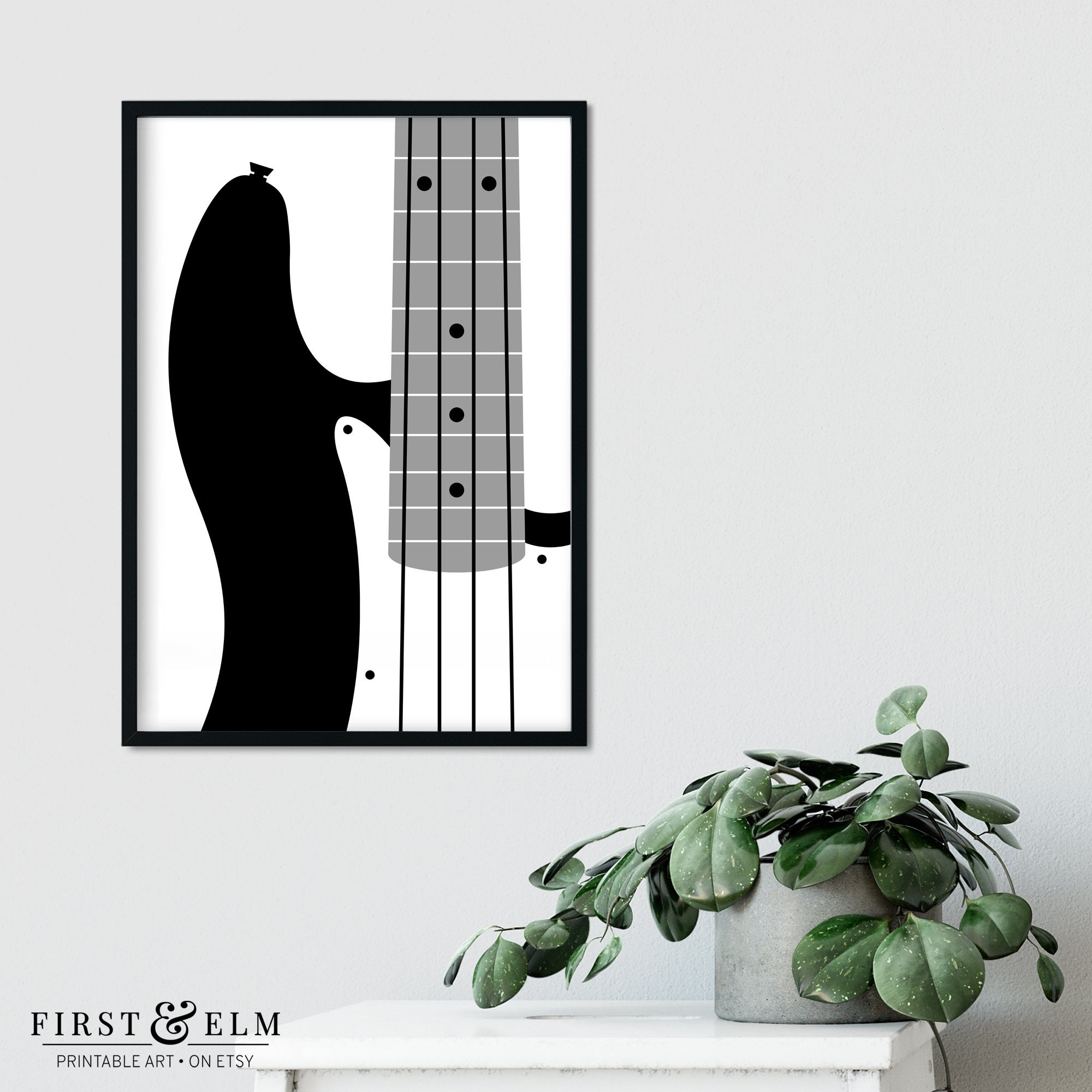 Bass Guitar Poster Minimalist Design Music Lover Ts Etsy