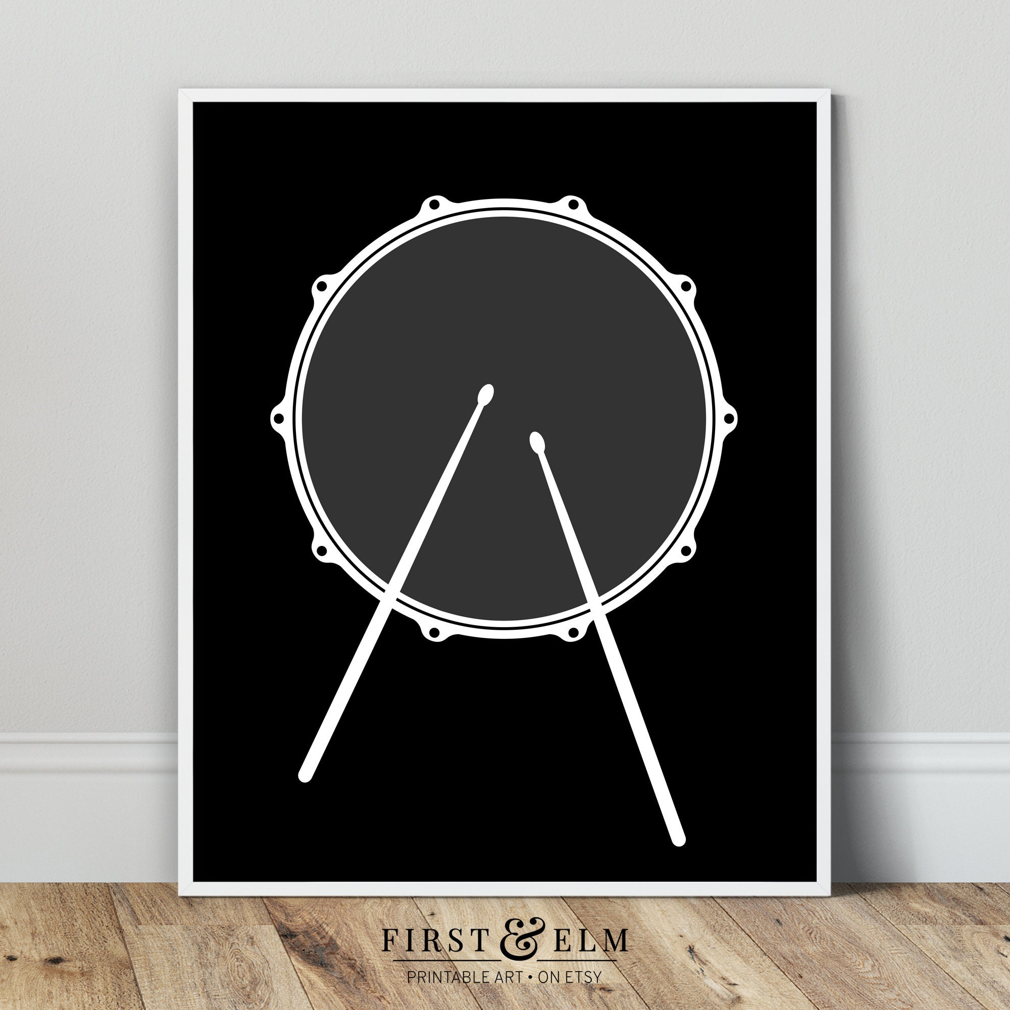 Minimalist Drum Art, Music Studio Décor, Snare Drum Poster, Printable ...