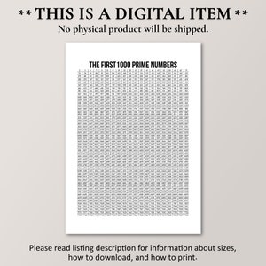 First 1000 Prime Numbers Poster, Mathematics Print, Math Nerd Gifts ...