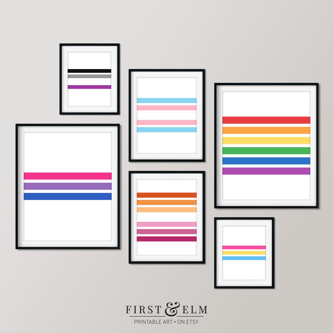 LGBT Pride Flags, Set of 6 Prints, Contemporary Design, LGBTQIA Home ...