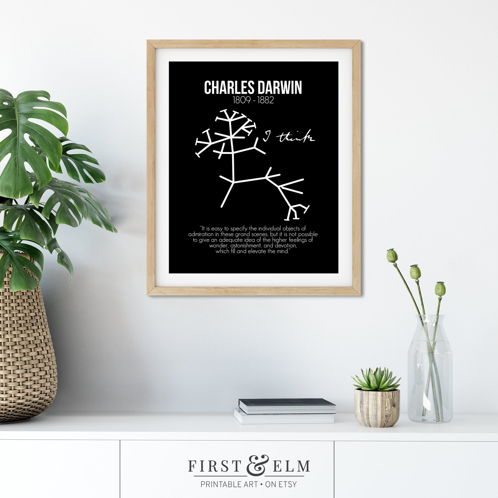 Charles Darwin Print, Tree of Life Drawing, Nerdy Home Décor, Instant ...