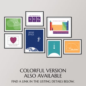 Math and Science Art, Set of 7 Nerdy Prints, Home Décor for Nerds ...