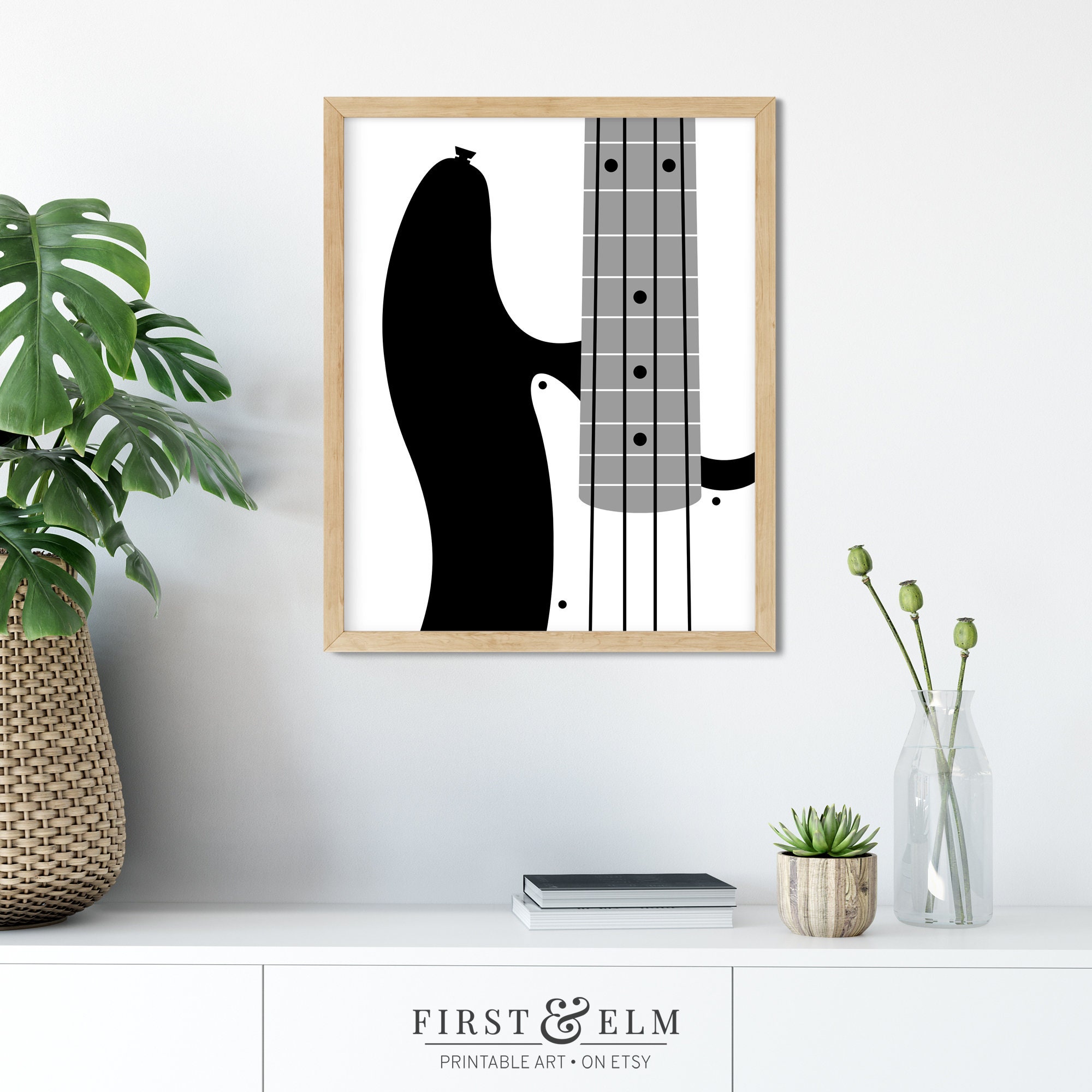 Bass Guitar Poster Minimalist Design Music Lover Gifts | Etsy