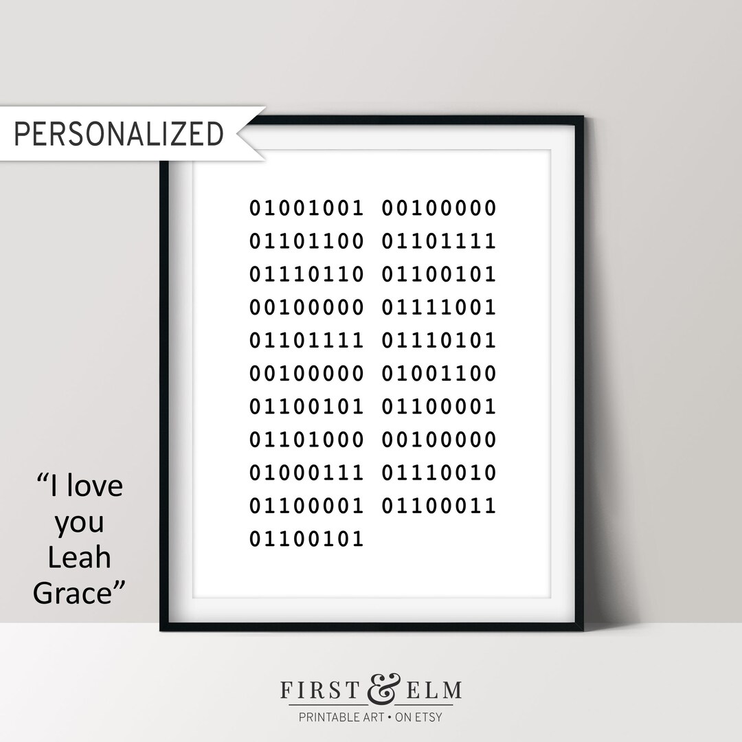 Binary Code I Love You, Personalized Print With Name, Computer Geek ...