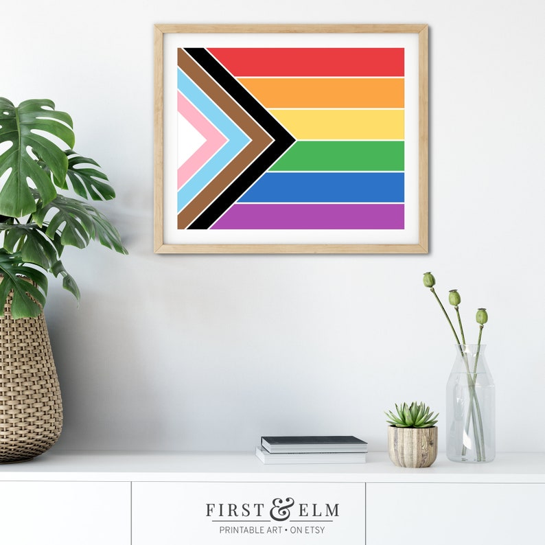 Lgbt Progress Pride Flag Printable Wall Art Intersex Etsy