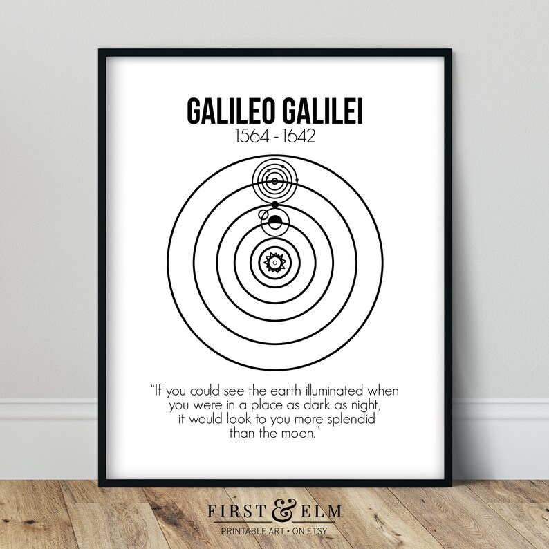 Galileo Poster Famous Scientists Astronomy Nerd Art Gifts | Etsy
