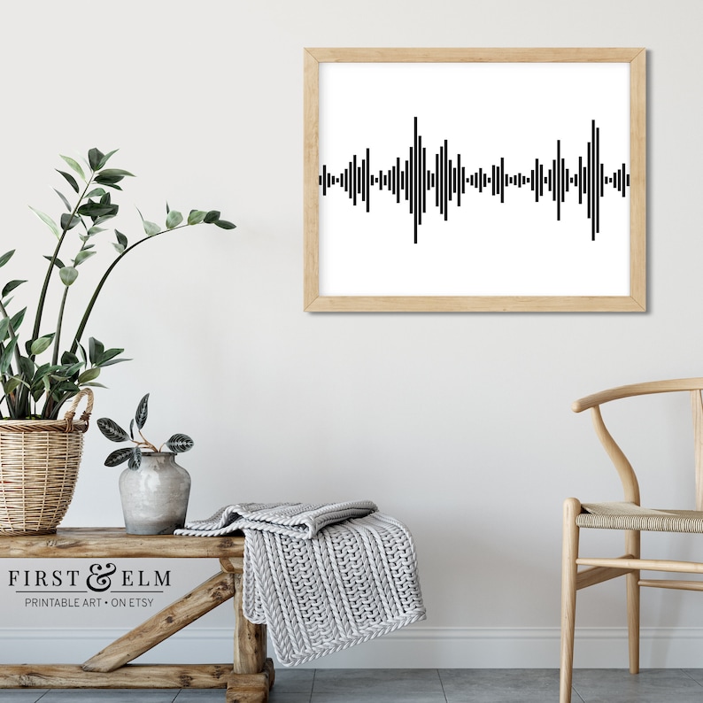 Sound Waves Poster, Music Lover Décor, Minimalist Black and White Art ...