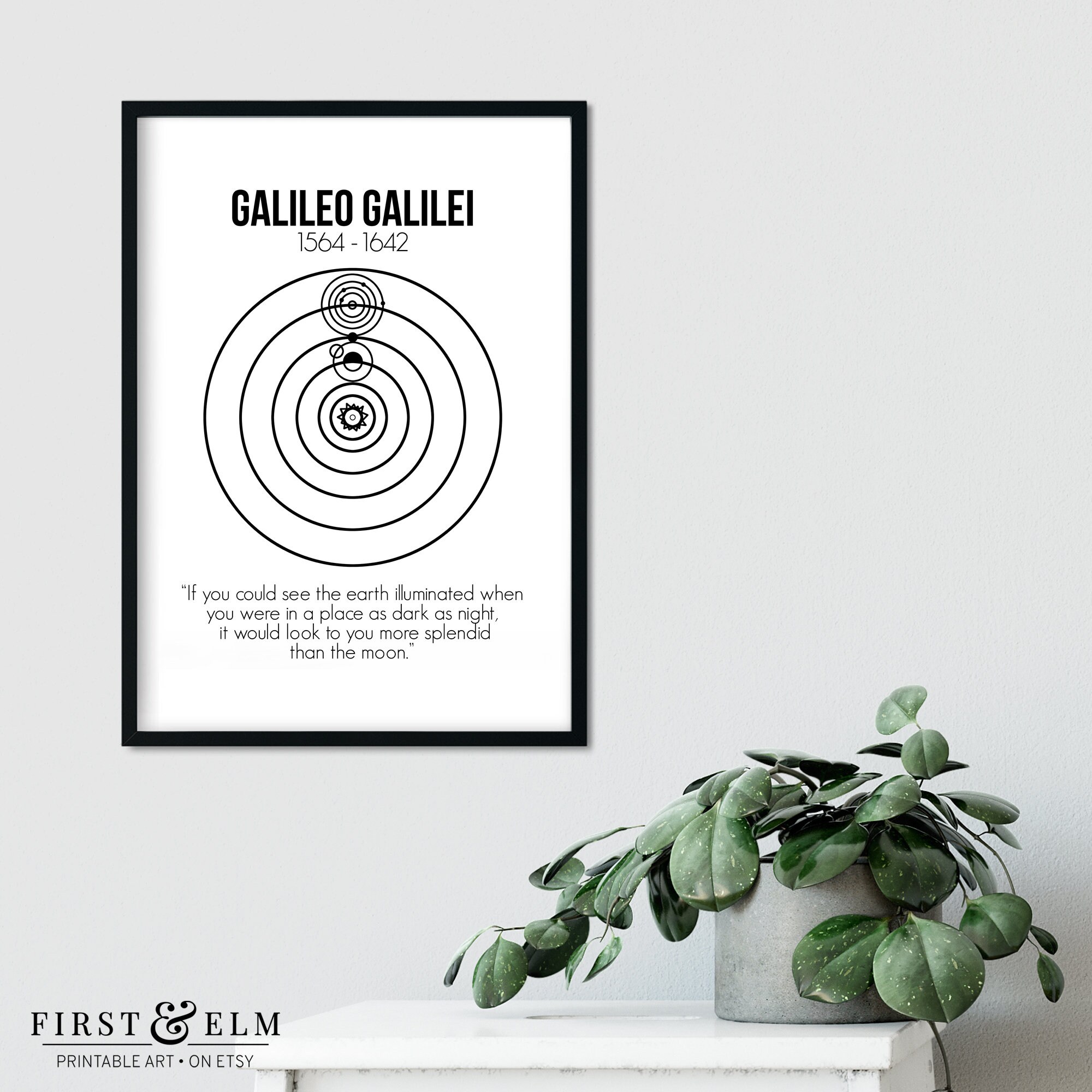 Galileo Poster Famous Scientists Astronomy Nerd Art Gifts | Etsy