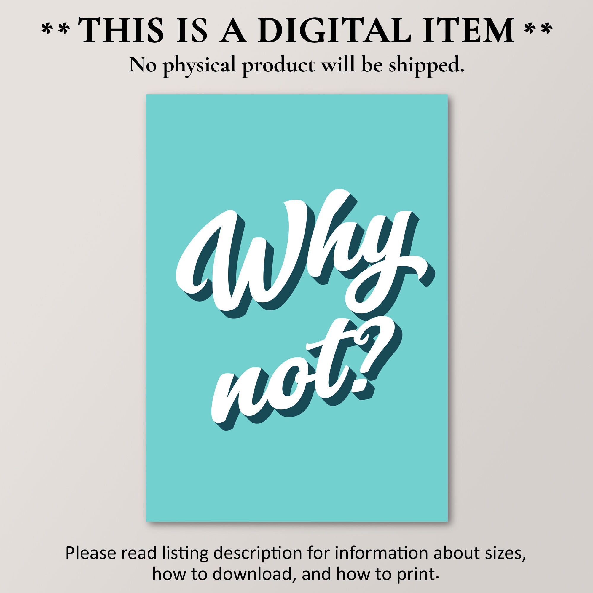 Why Not Motivational Print Home Office Décor Positivity | Etsy