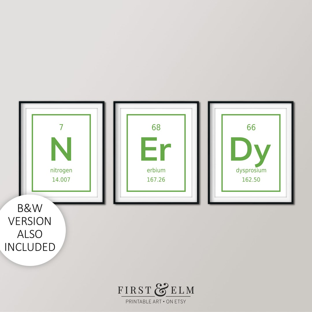 Nerdy Chemistry Art, Set of 3 Prints, Periodic Table of Elements ...