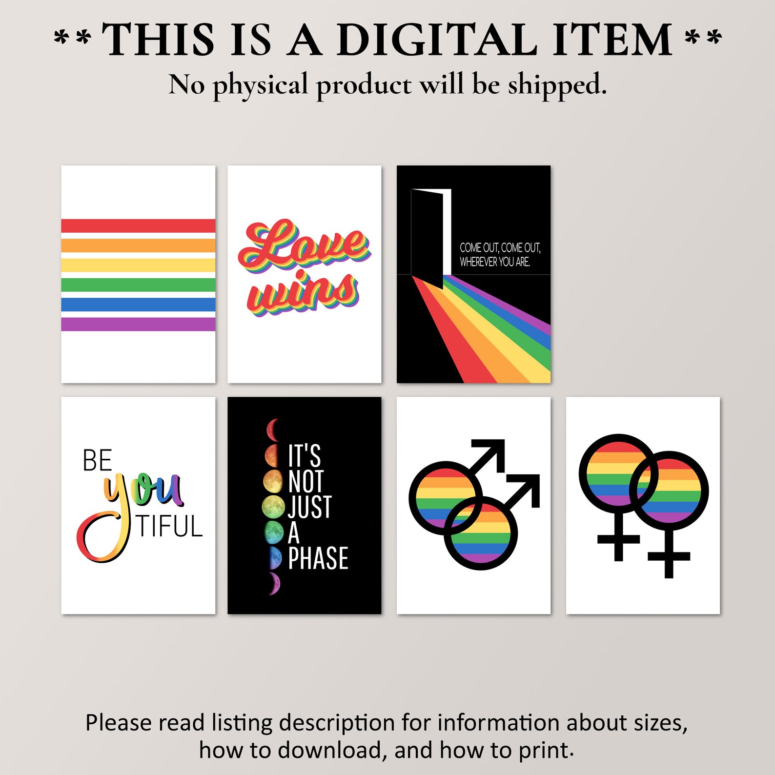 LGBT Pride Wall Art Set of 6 Prints Unique Gallery Wall - Etsy