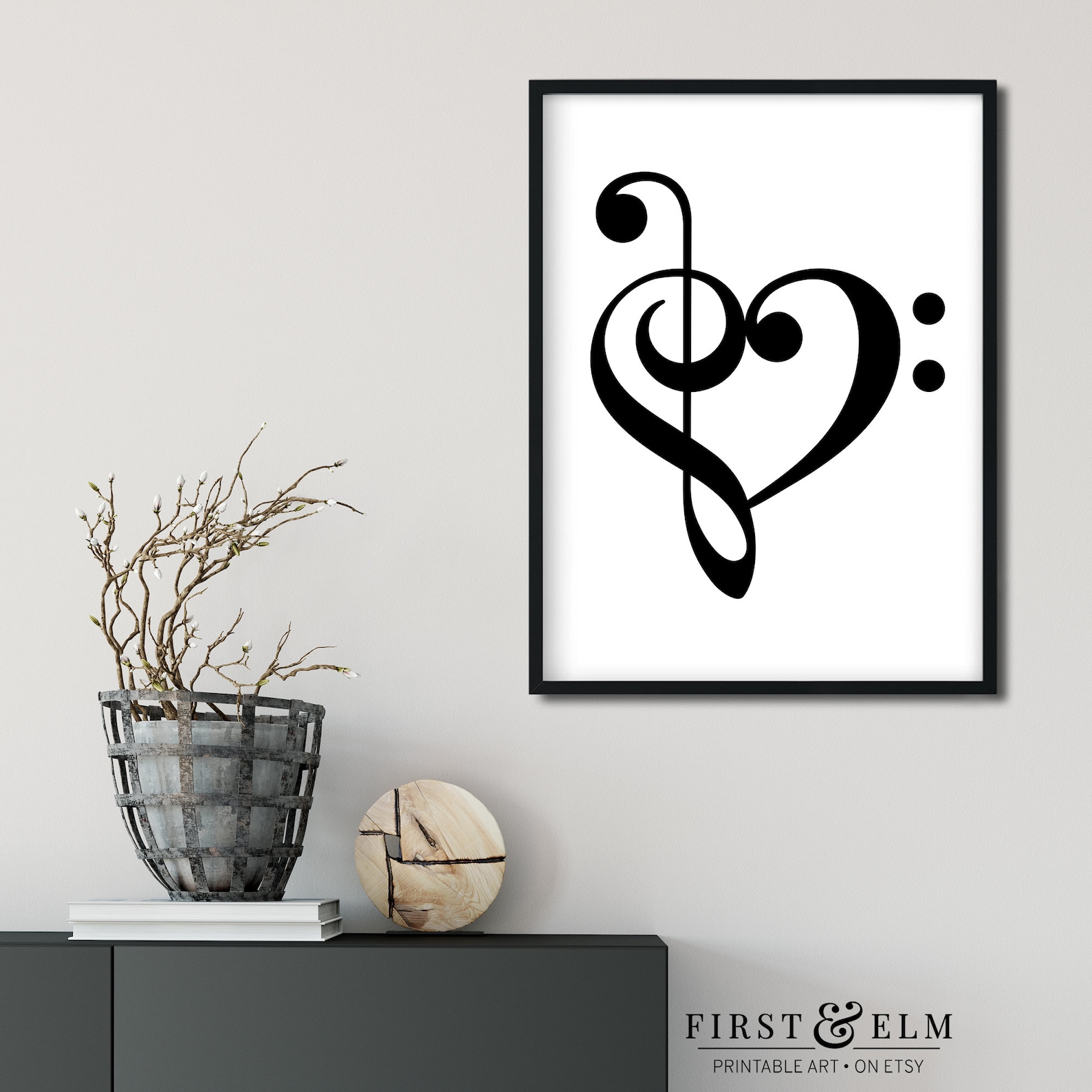 Treble Clef and Bass Clef Heart Poster Unique Music Lover - Etsy